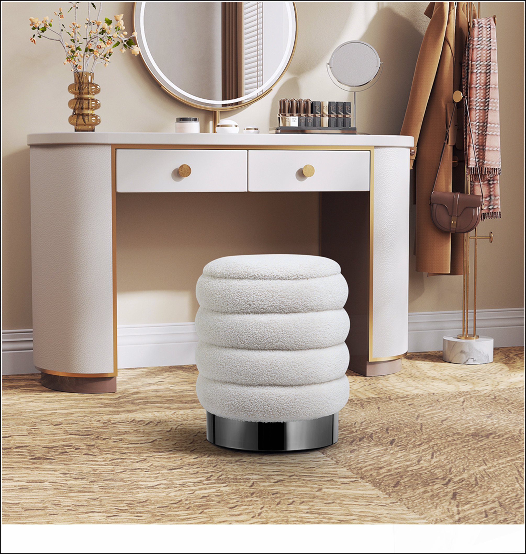 Wrought Studio™ New Ottoman Bench Foot Stools Small Round Storage ...