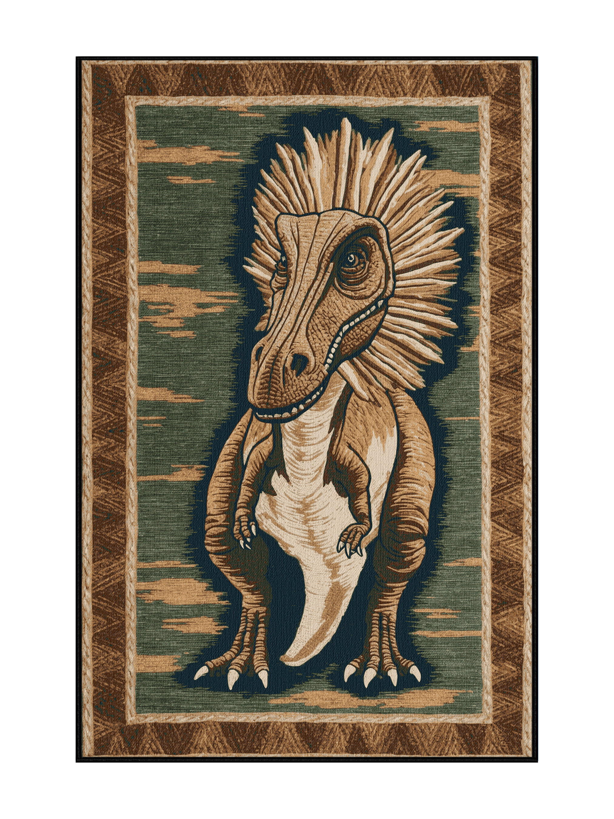 One Allium Way® Machine Washable Dinosaurs Brown Area Rug | Wayfair