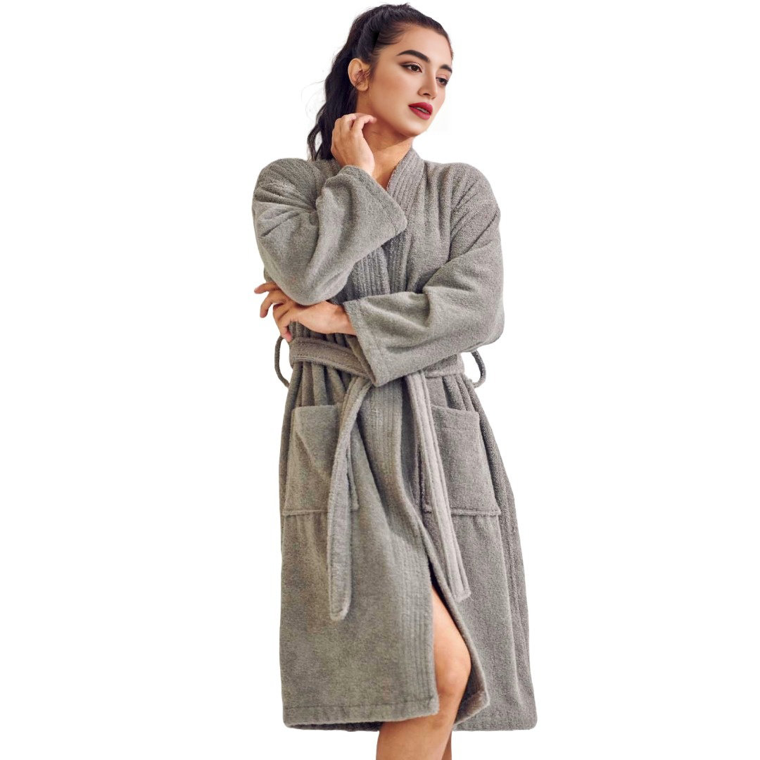 Ebern Designs Ingobert 100% Cotton Terry Cloth Mid-Calf Bathrobe with ...