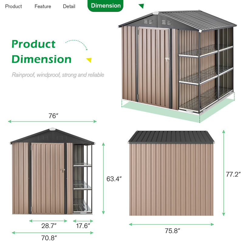AECOJOY 6 ft. W x 6 ft. D Metal Storage Shed | Wayfair