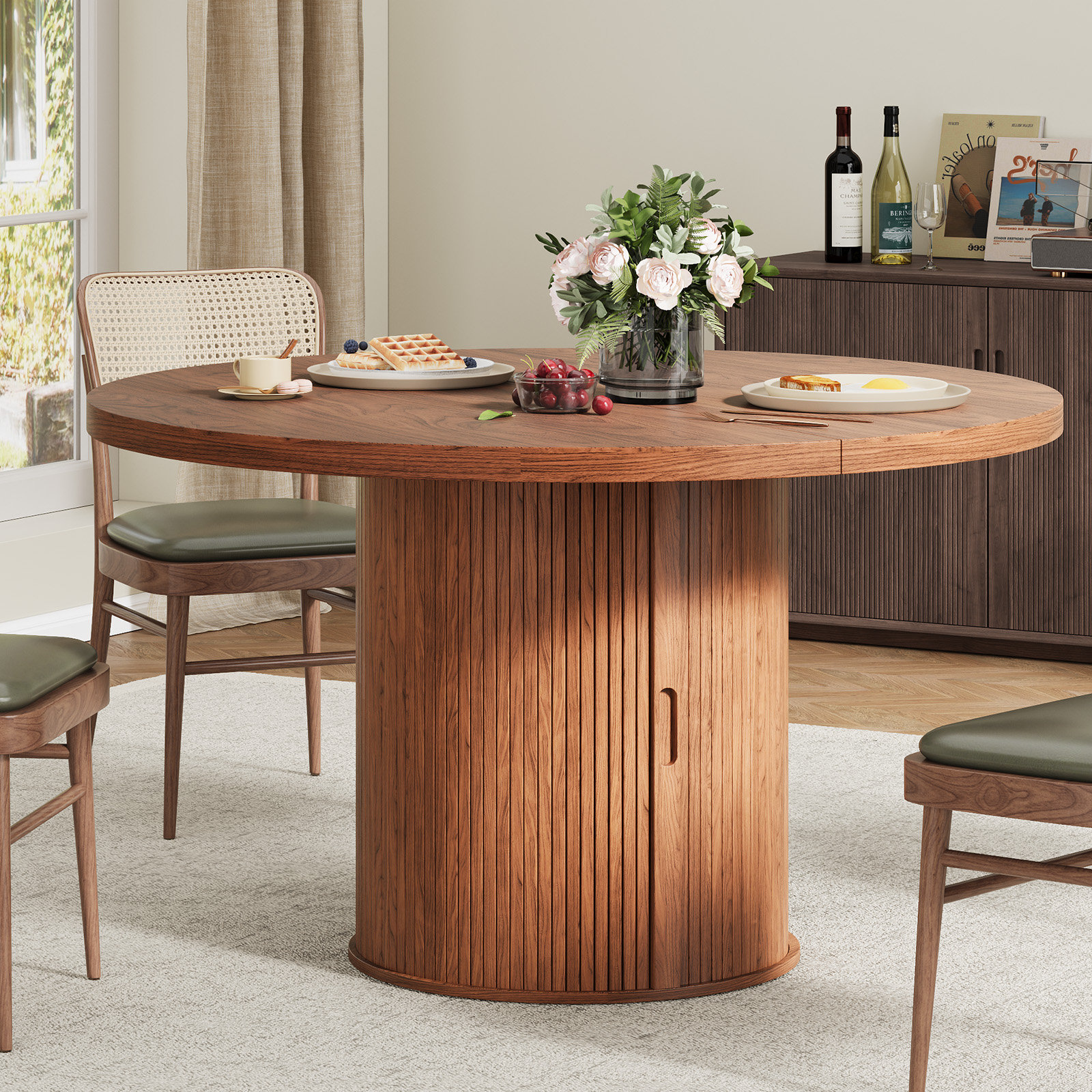 Ebern Designs 47" Round Dining Table With Stronge Drawer - Wayfair Canada