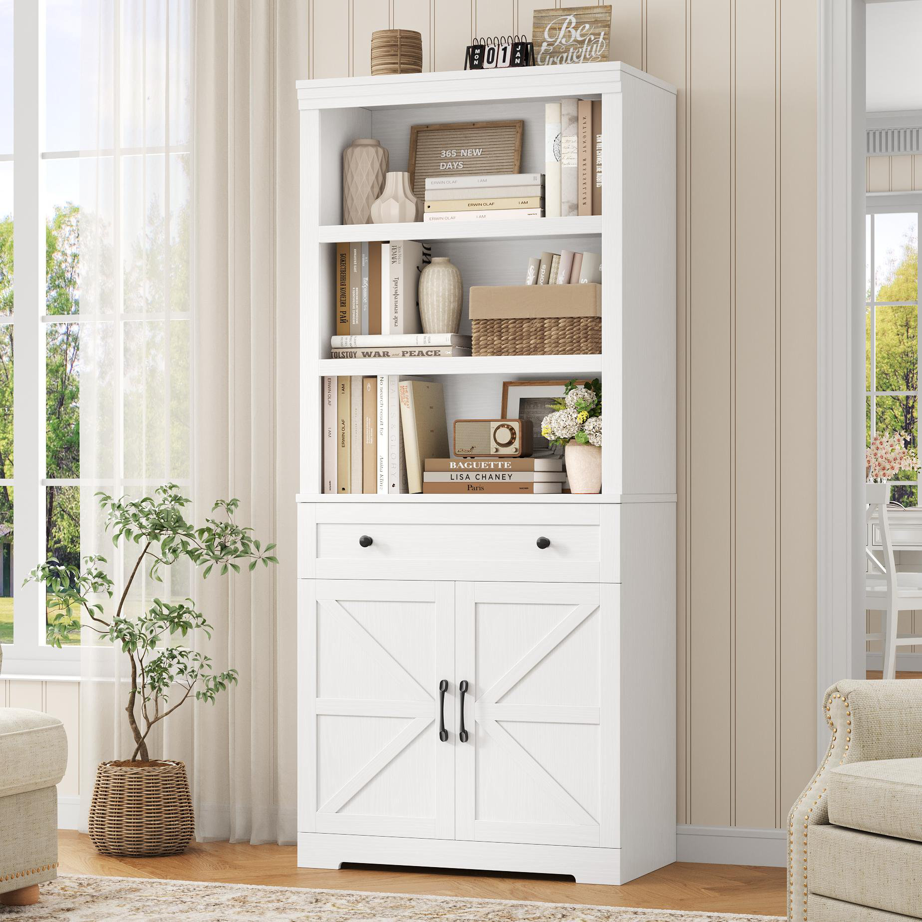 Gracie Oaks 72"H 30"W Standard Bookcase with Open Bookshelves and ...