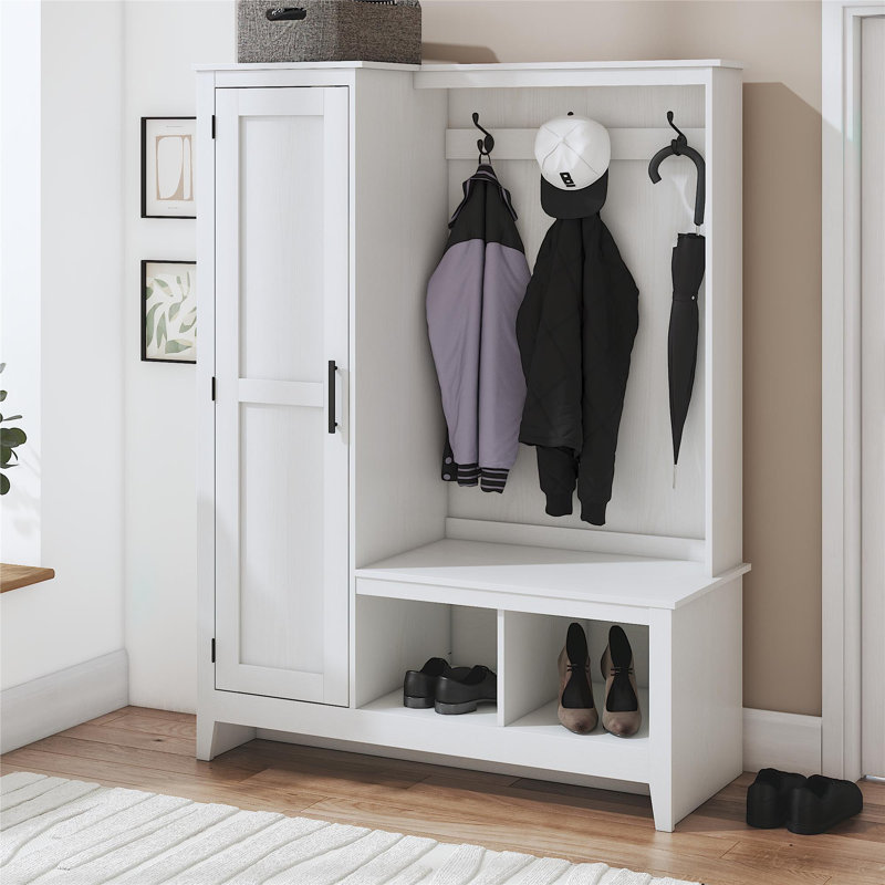 Ophelia & Co. Farmhouse Entryway Hall Tree with Bench, Shoe Storage and ...