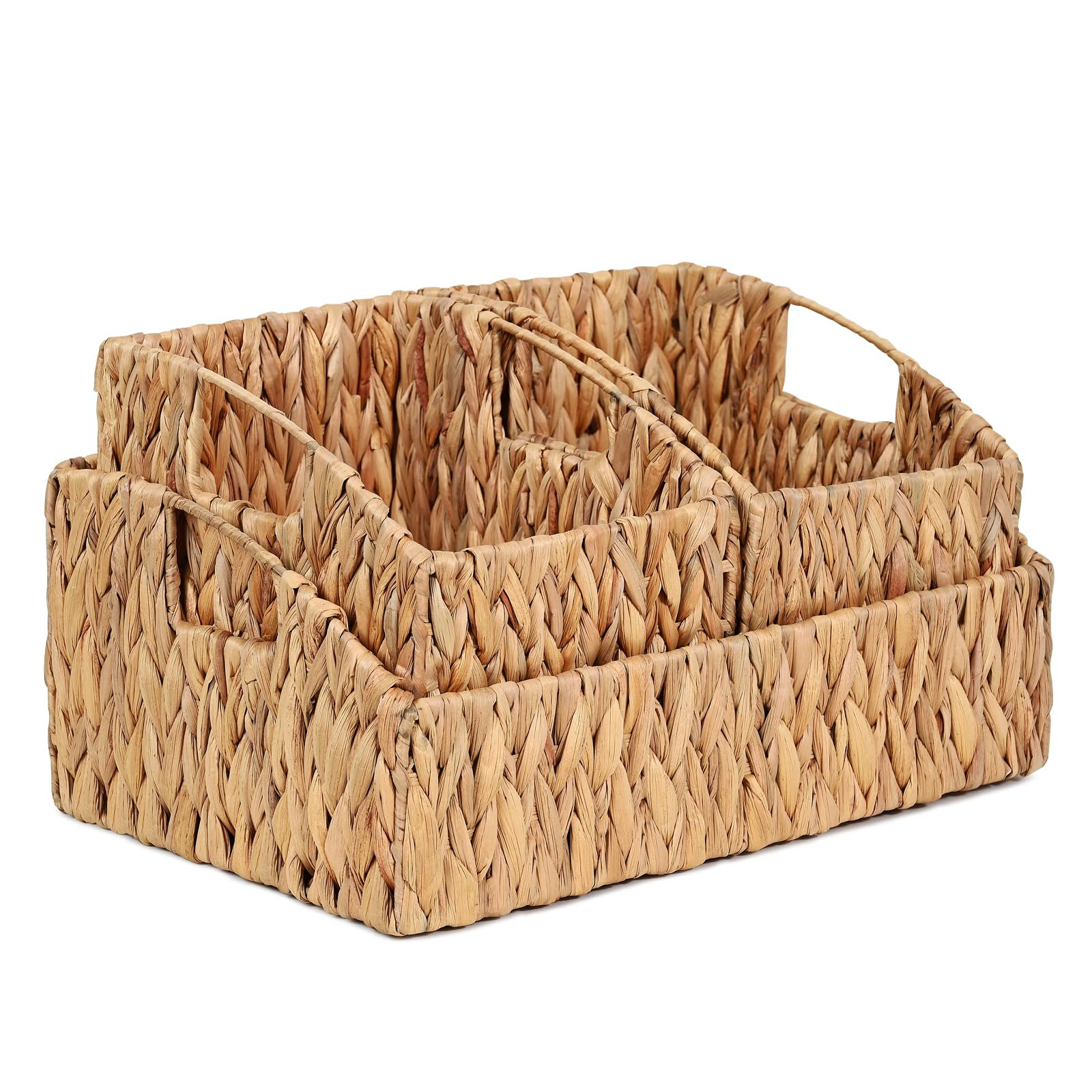 Bayou Breeze Natural Water Hyacinth Storage Baskets, Handwoven Wicker ...