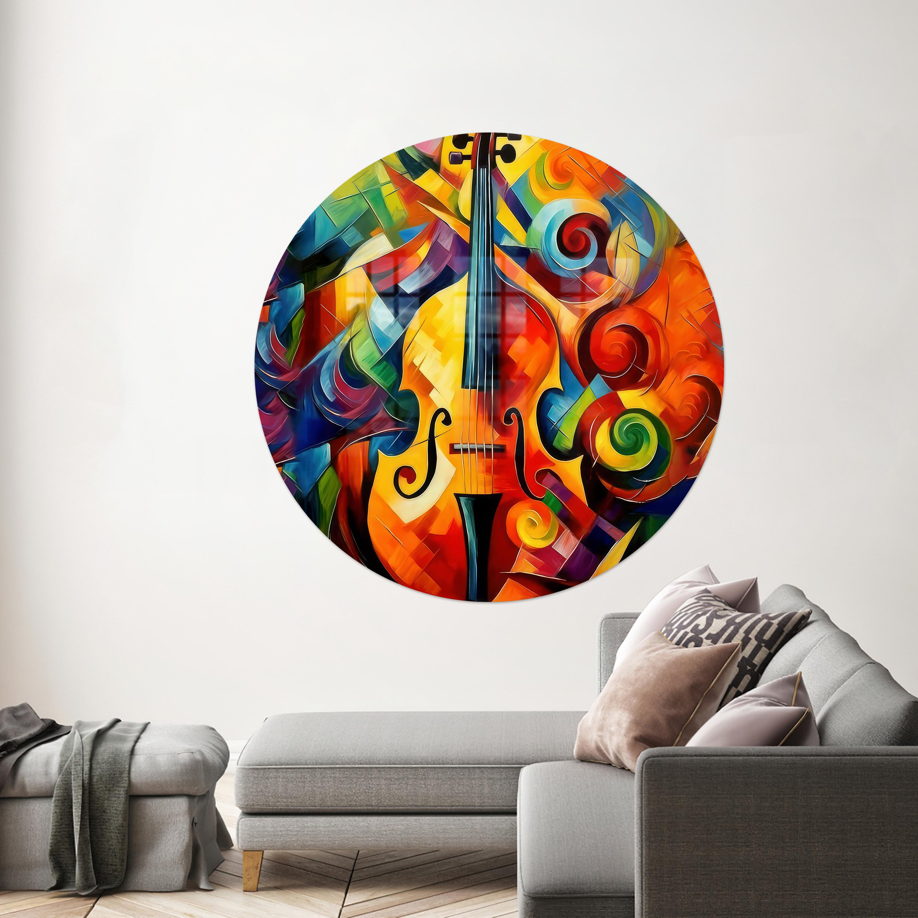 Red Barrel Studio® Stunning Abstract Glass Art Featuring a Cello ...