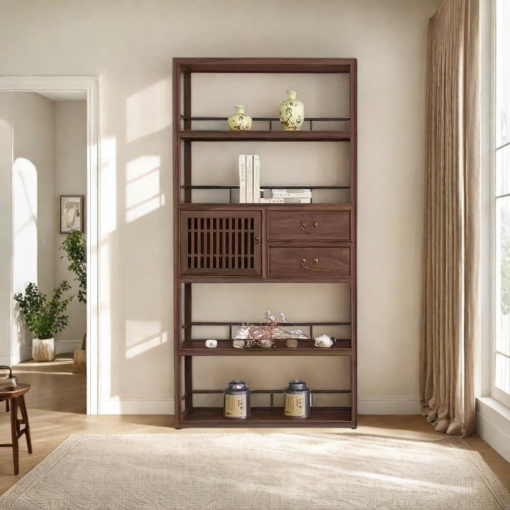 Parttlion New Chinese style solid wood bookshelf | Wayfair