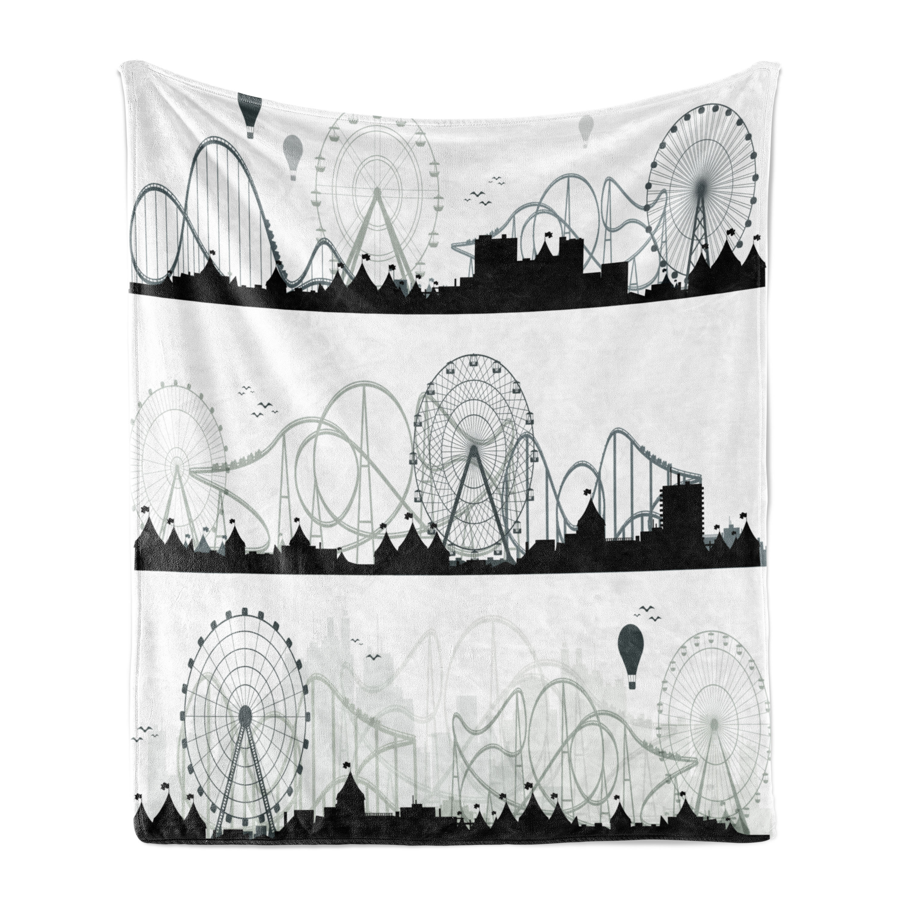 Ambesonne Ferris Wheel Fleece Throw Blanket Modern Funfair View Grey ...