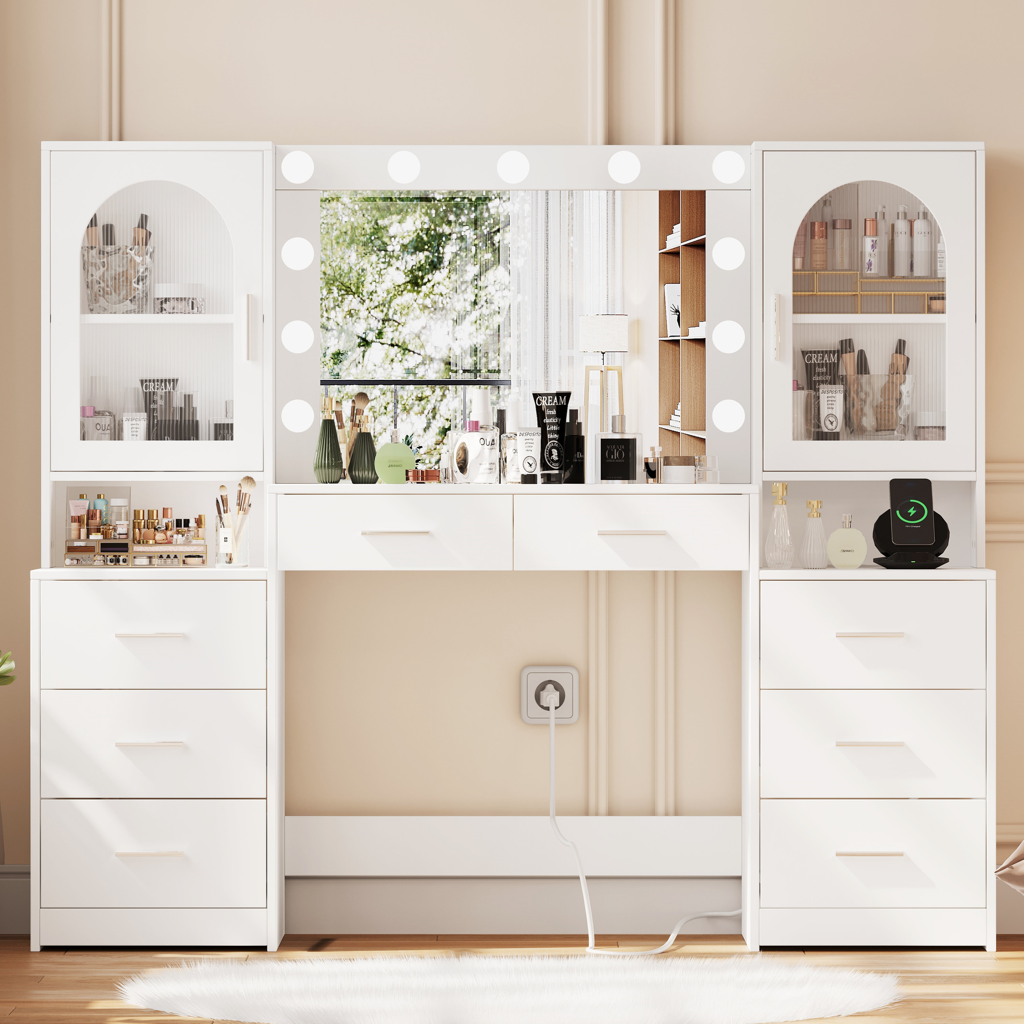 Latitude Run® Latitude Run 61.9" L Large Vanity Desk With Mirror ...