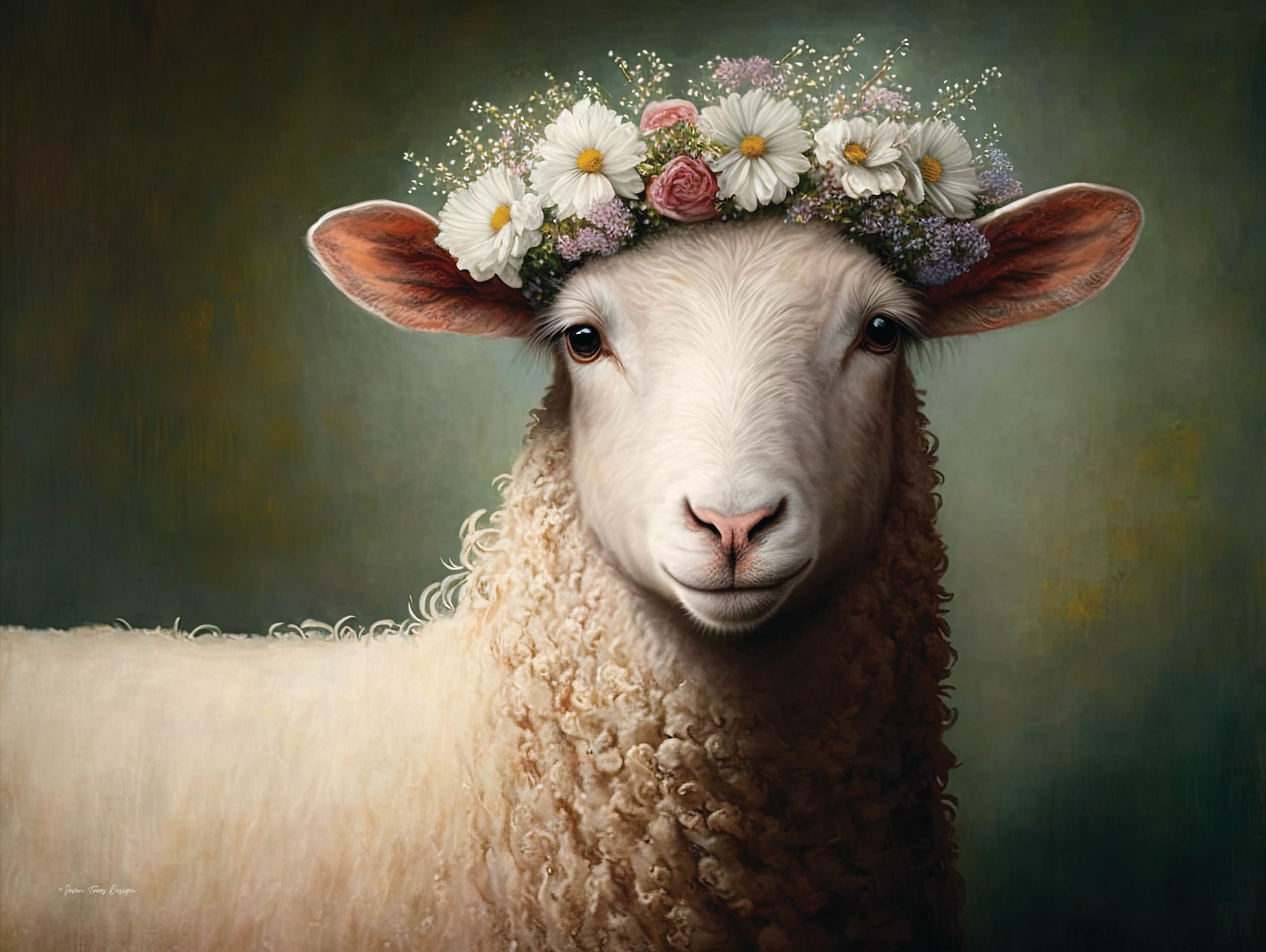 August Grove® Sheep Queen On Canvas by Seven Trees Designs Print | Wayfair