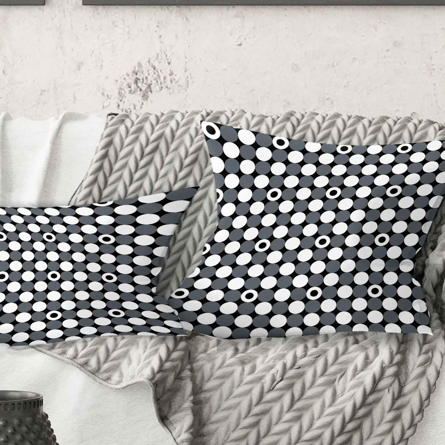 Design Art Monochrome Geometric Pattern XIV - Mid-Century Modern ...