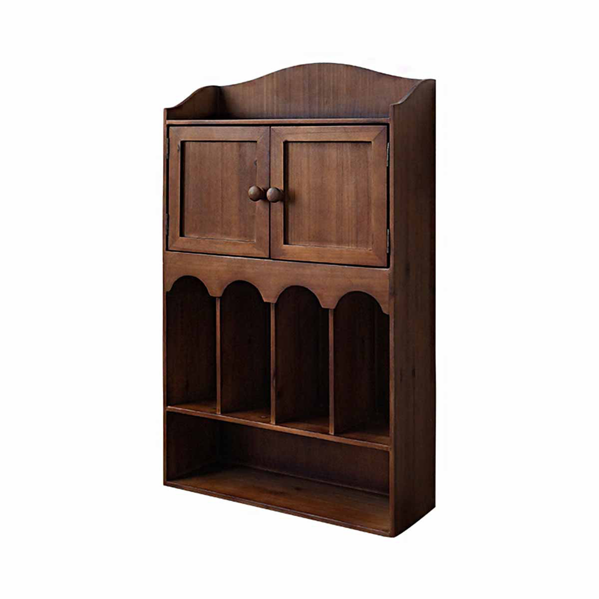 Lark Manor 23.62"Vintage Brown Solid Wood Desktop Display Cabinet ...