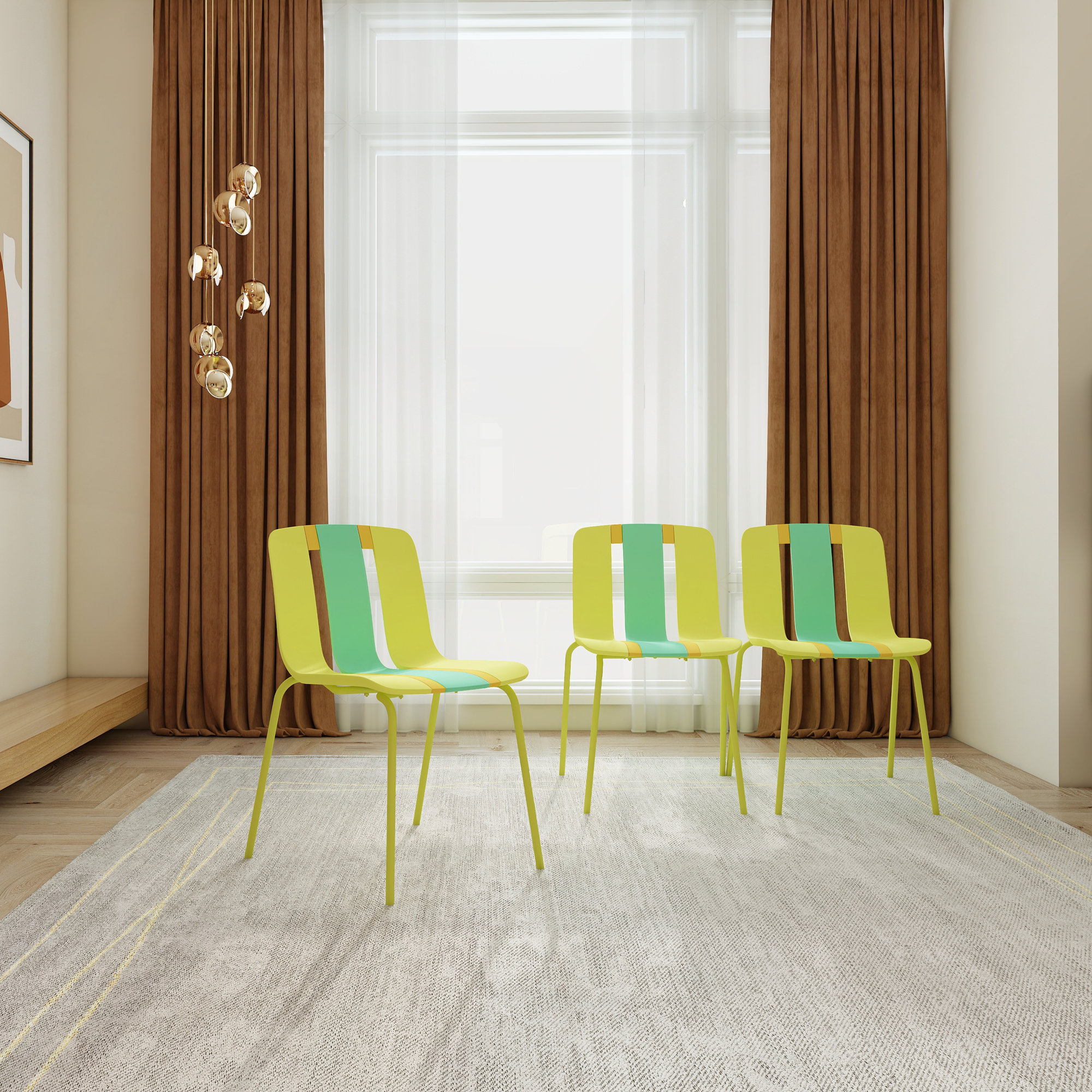 Ivy Bronx 4-Pack Modern Striped Color Block Chairs | Wayfair