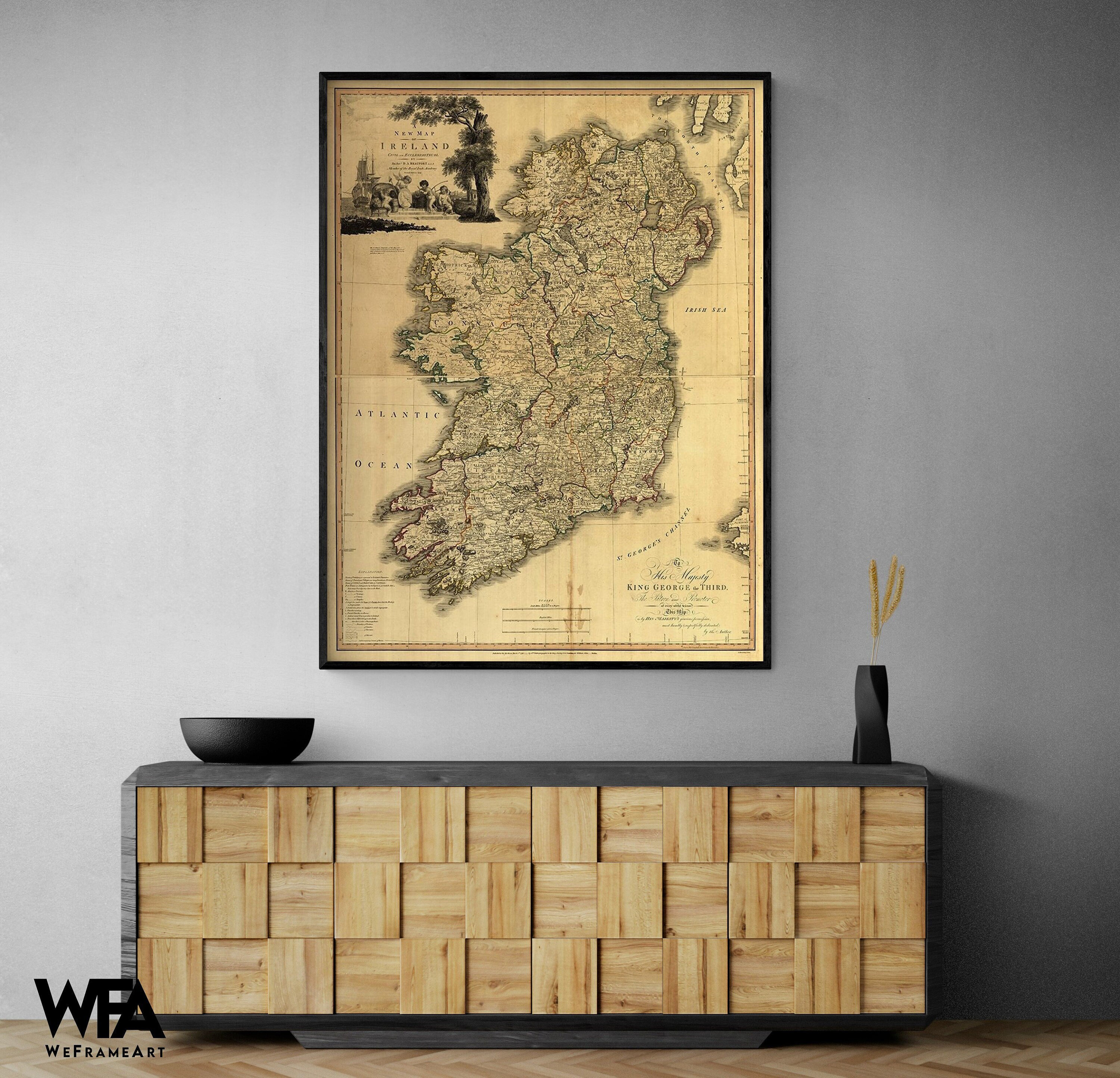 WeFrameArt Memoir Map Of Ireland 1797, Old Irish Bar Wall Decor, Irish ...