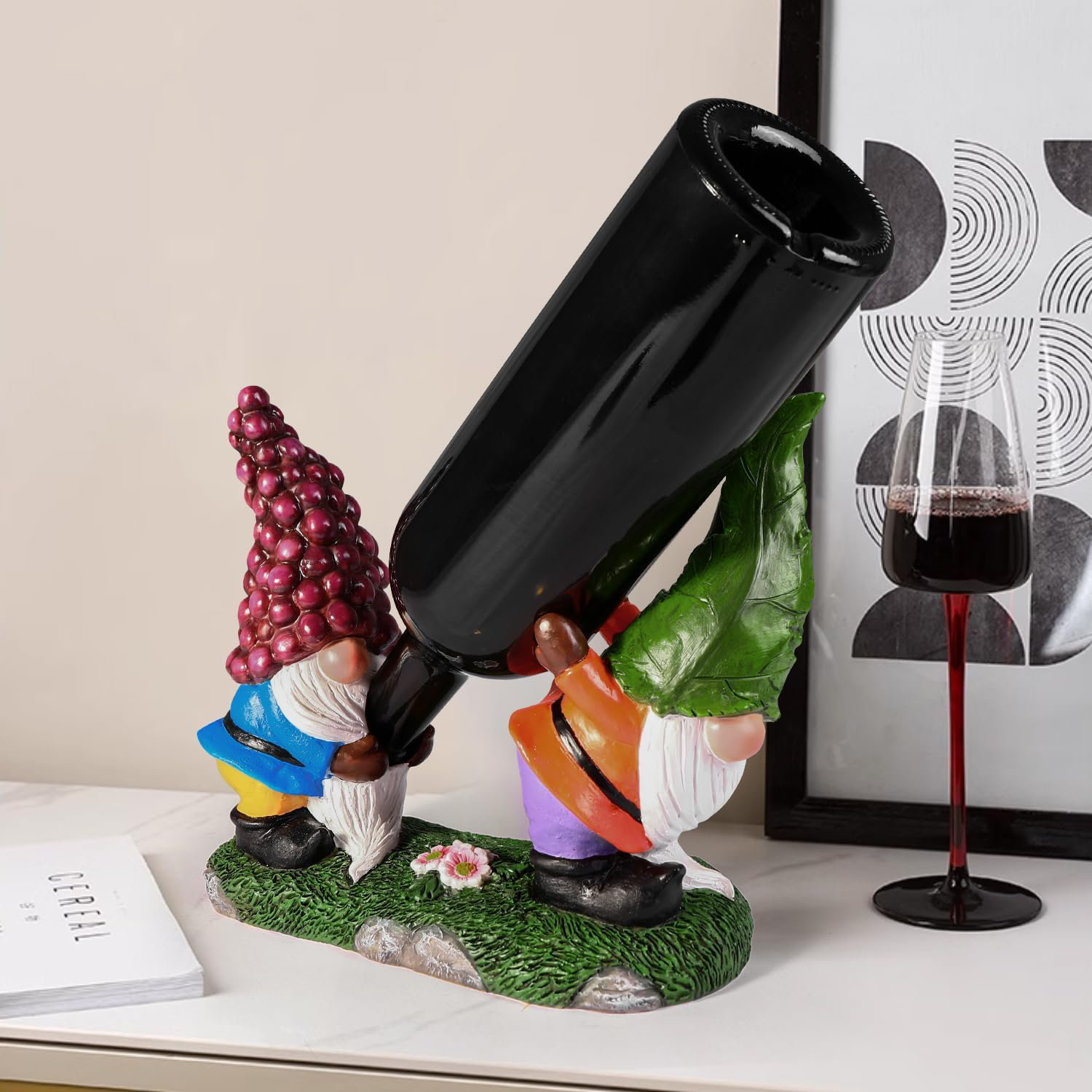 Trinx Keleni Wine Bottle Holder Wine Rack - Garden Gnome Tabletop Wine ...