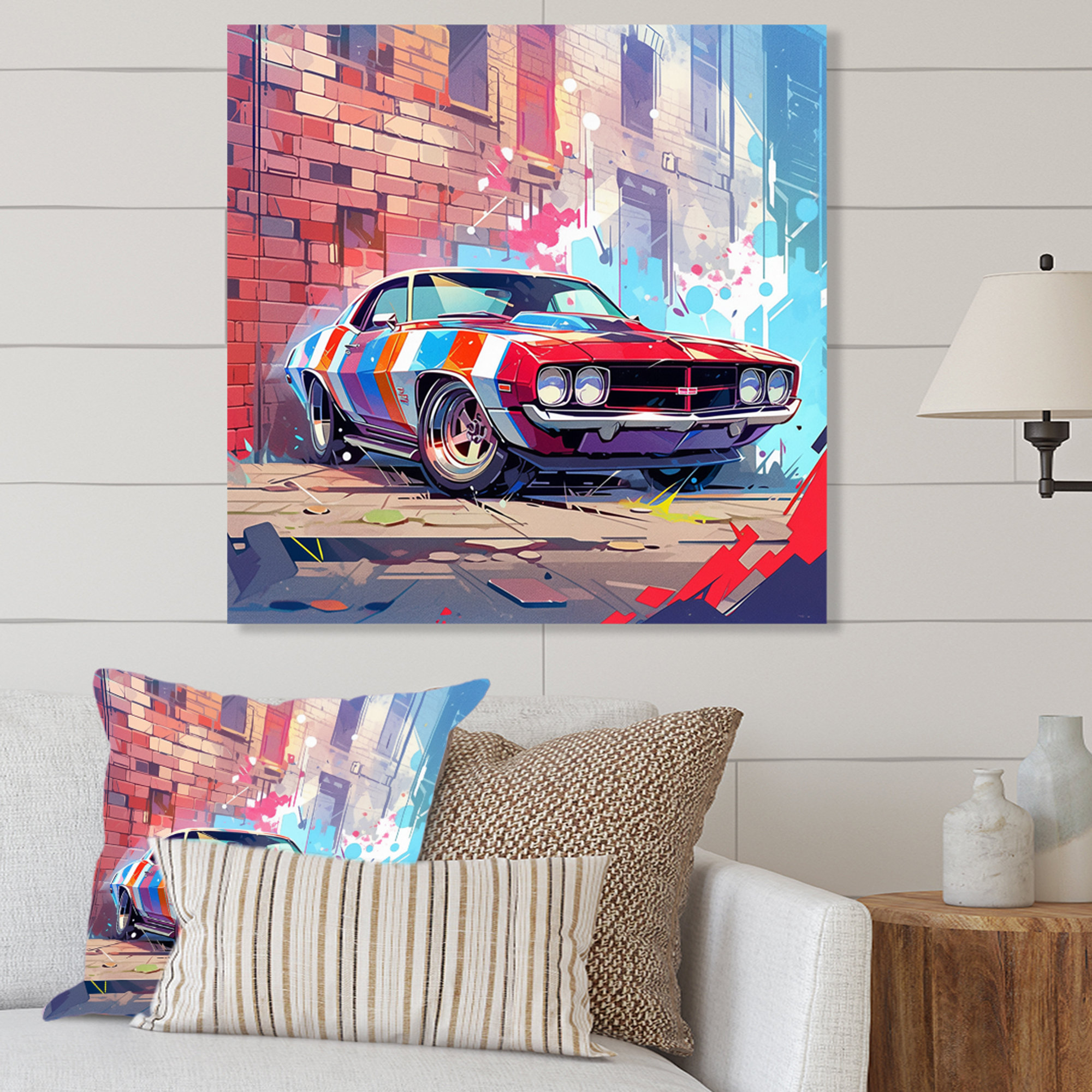 Winston Porter Graffiti Muscle Car I - Muscle Car Print on Metal | Wayfair