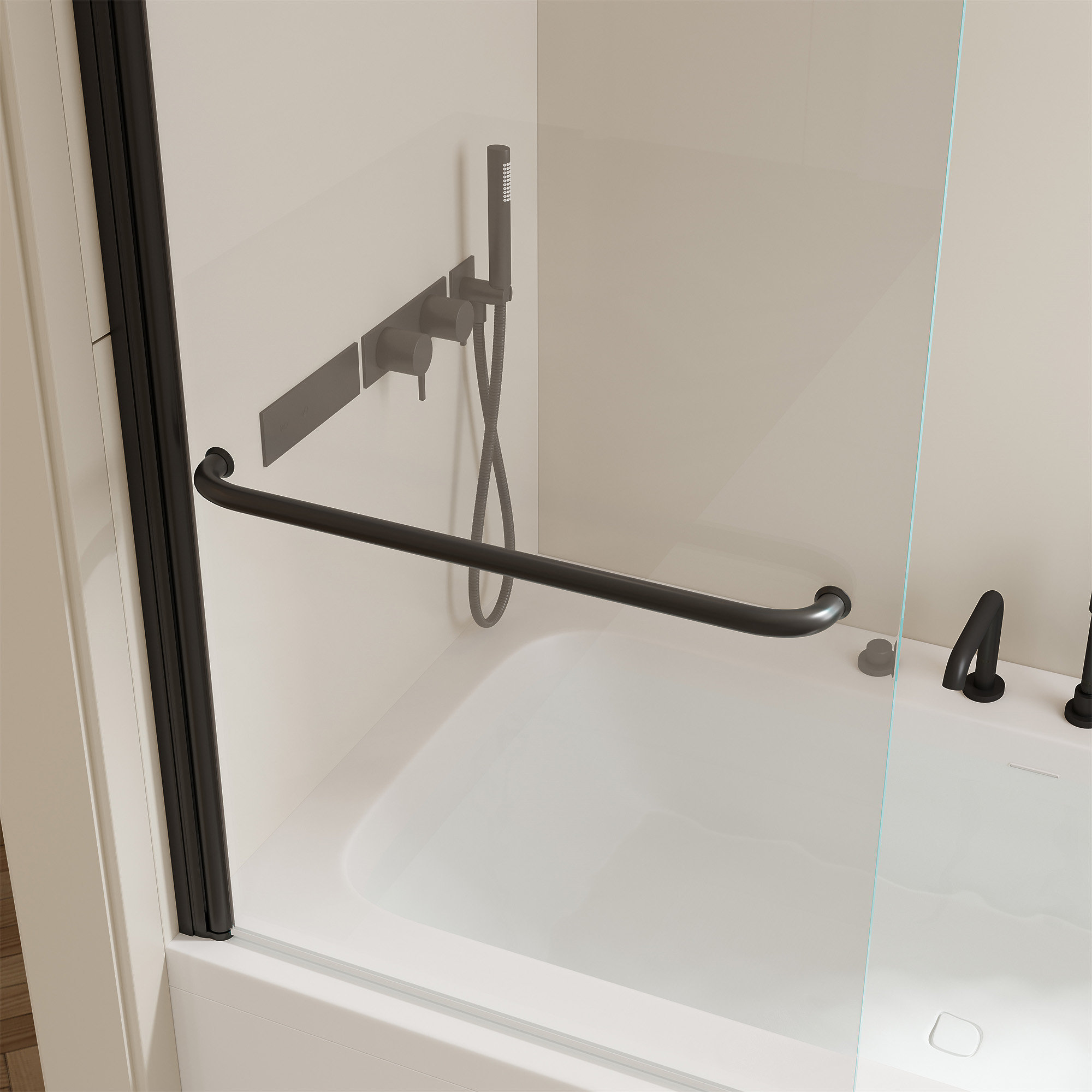 Ceballos 30 In. W * 58 In. H Rise And Down Rotation Shaft Door Shower ...