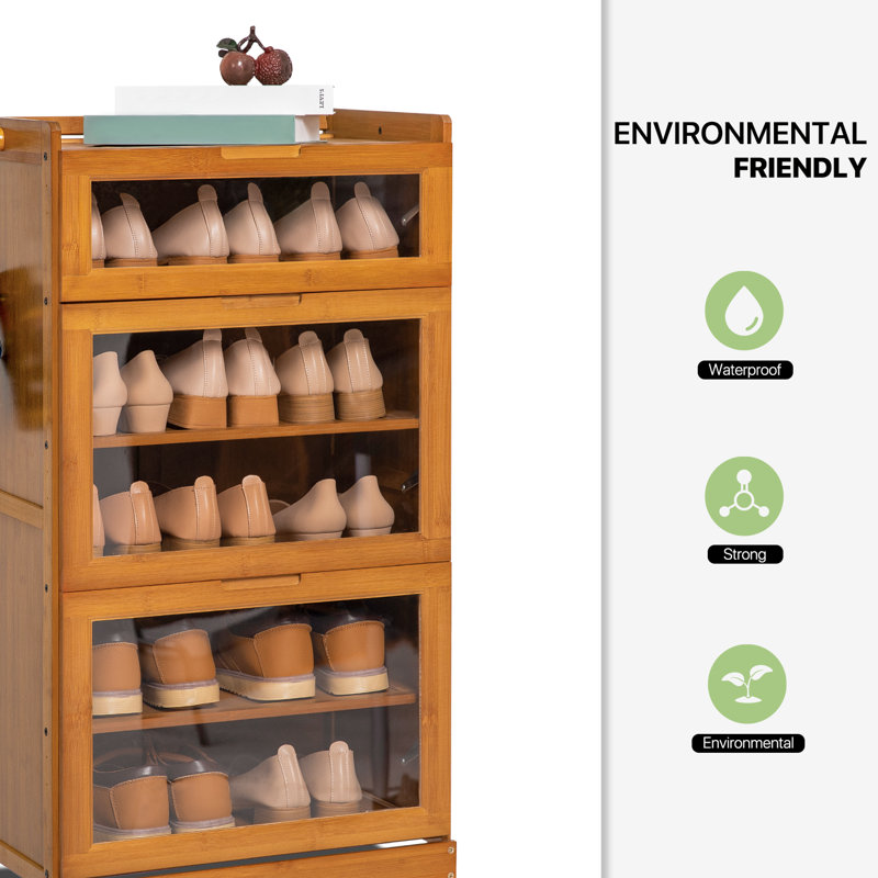 MoNiBloom 5 Tiers 15 Pairs Bamboo Display Shoe Rack, Organizer Storage ...