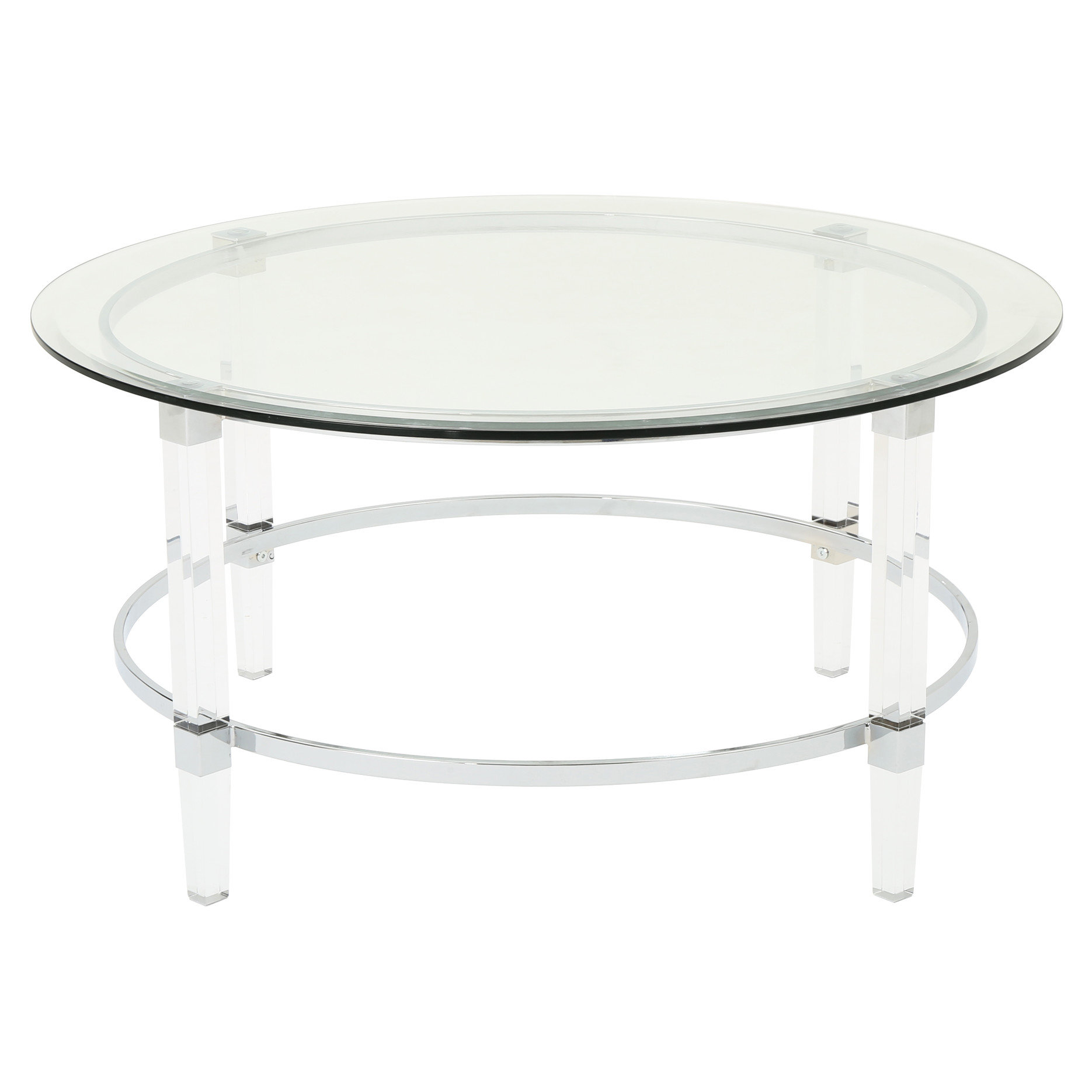 Brayden Studio® Modern Clear Glass Coffee Table With Acrylic And Iron ...