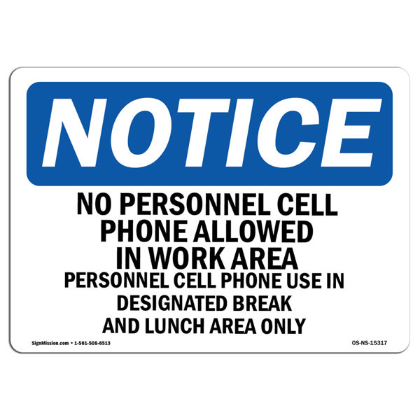 SignMission Cell Phone Use in Designated Area Only Sign | Wayfair