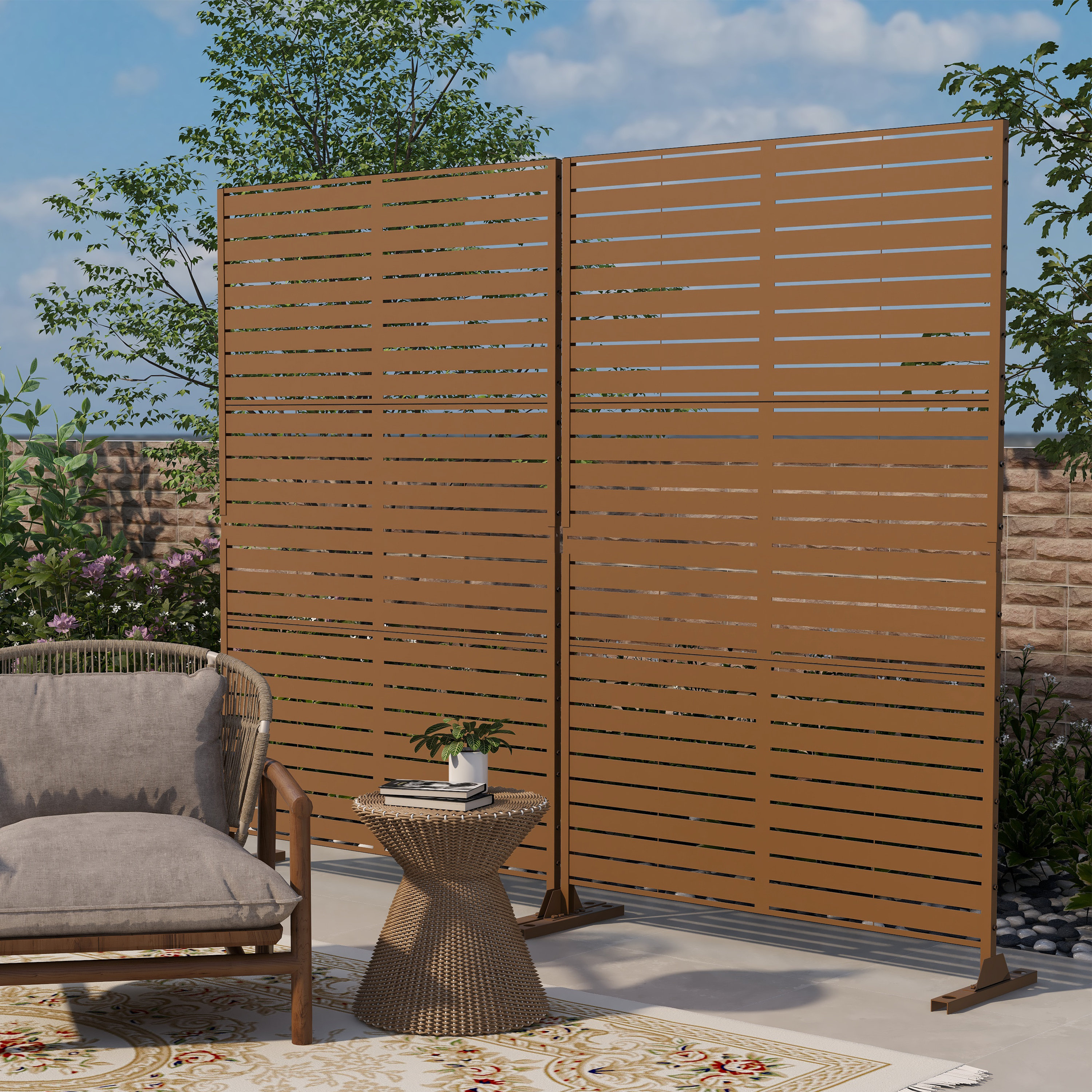 Pia Ricco Stanaford 76'' x 47.2'' Privacy Metal Screen Fence Panel ...