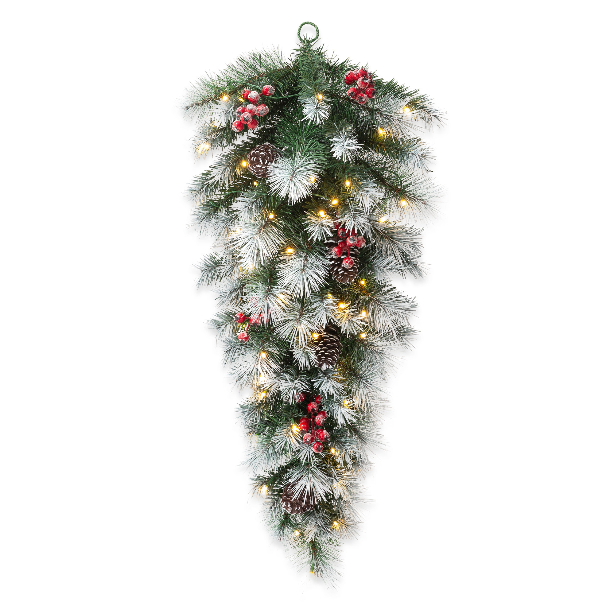 The Holiday Aisle® Heyder Pre-Lit Swag with 50 Warm Lights & Clear ...