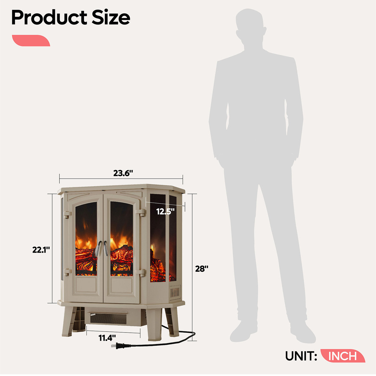 Winston Porter Maylee 25"W Infrared Electric Fireplace Heater ...