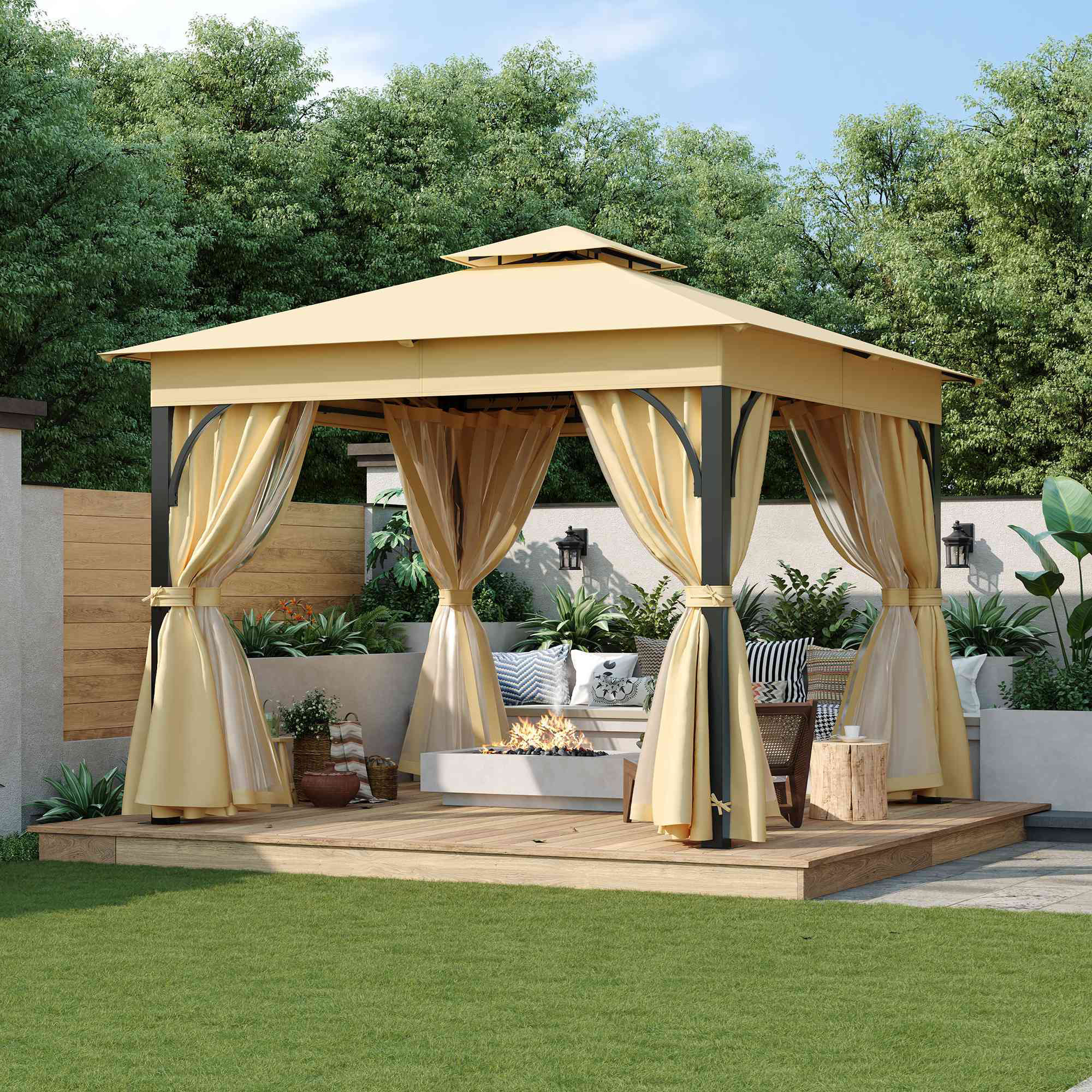 VENUE INDUSTRIES, LLC Terrace gazebo with mosquito net and privacy ...