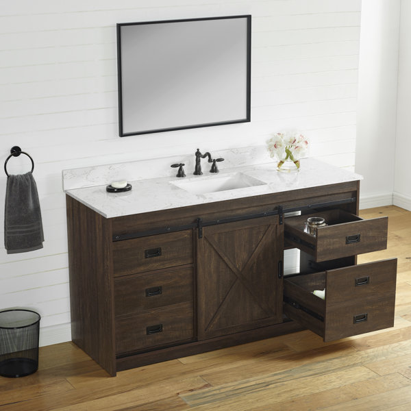 Sand & Stable Jillian 60'' Single Bathroom Vanity with Engineered Stone ...