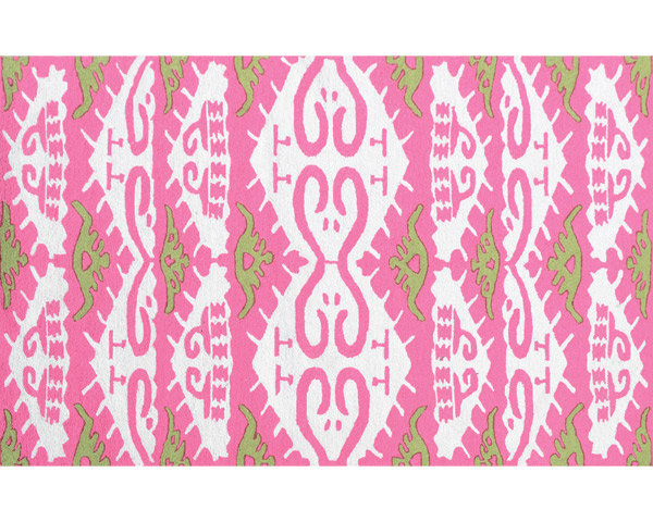 Threadbind Masque Ikat Hand Hooked Pink Area Rug | Wayfair