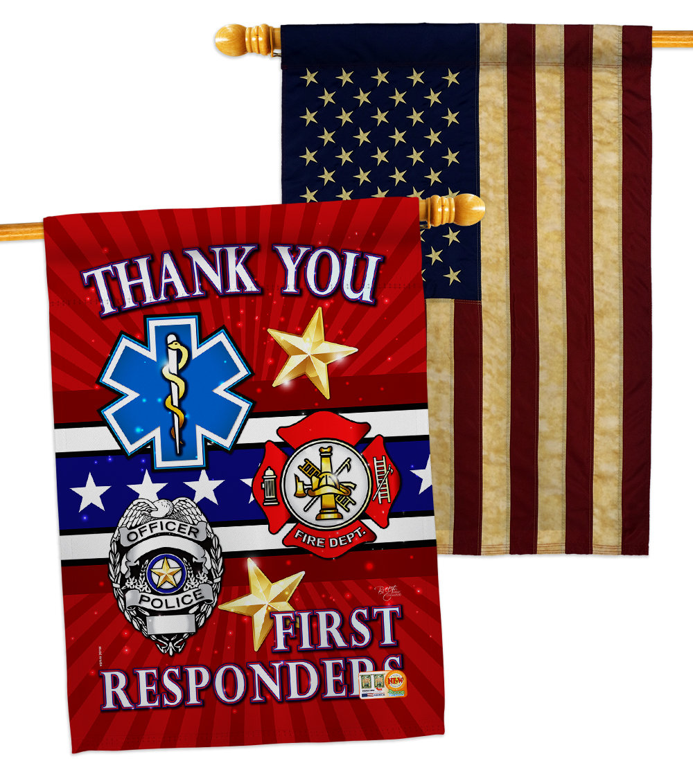 Breeze Decor 2 Piece First Responders Impressions Decorative 2-Sided ...