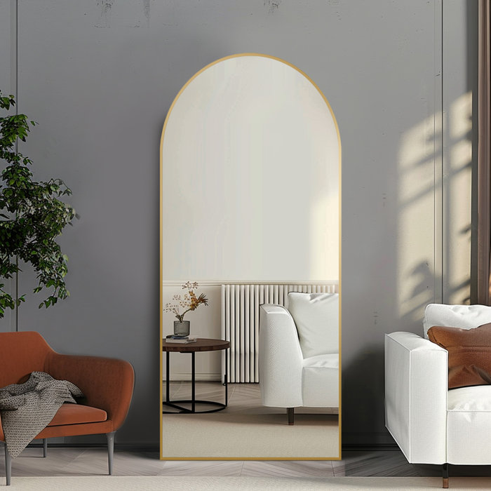 Ebern Designs Arched Full-Length Mirror, Aluminum Alloy Frame, Tempered ...