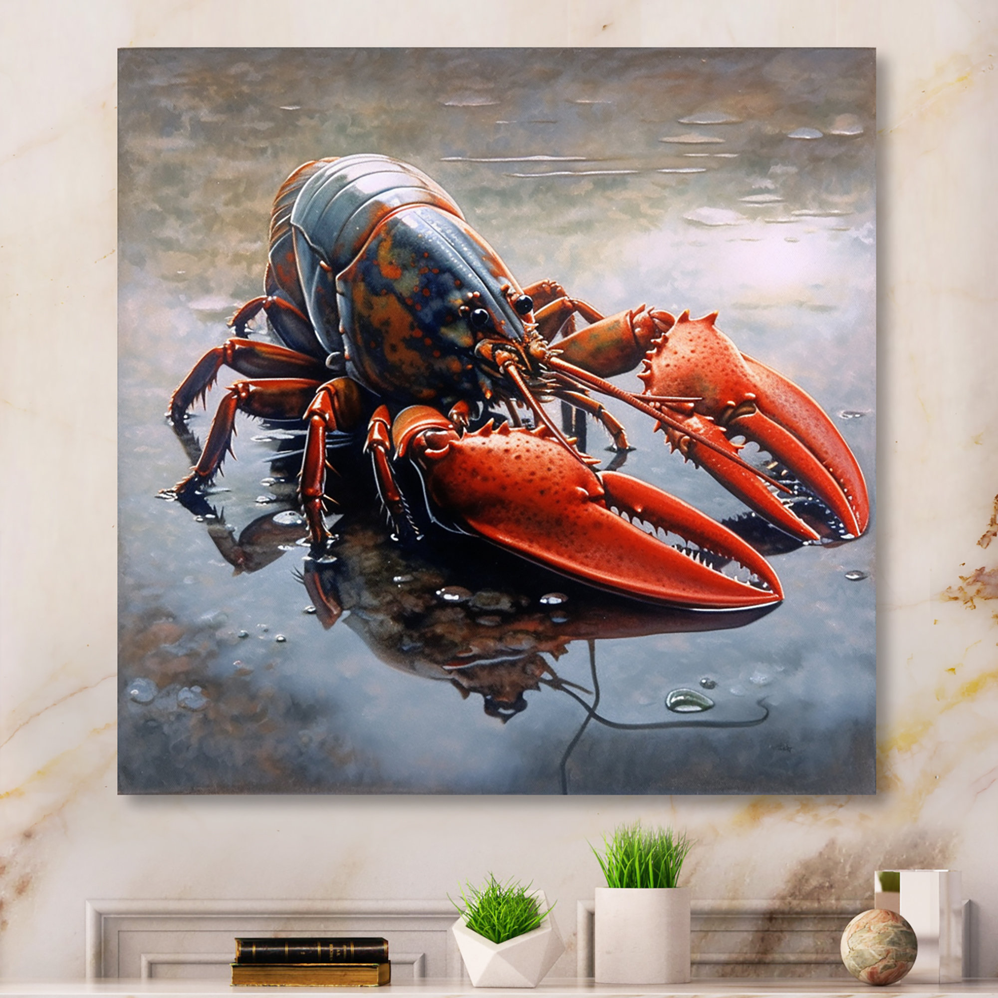 Bungalow Rose Lobster Marine Delicacy III - Animals Print on Metal ...