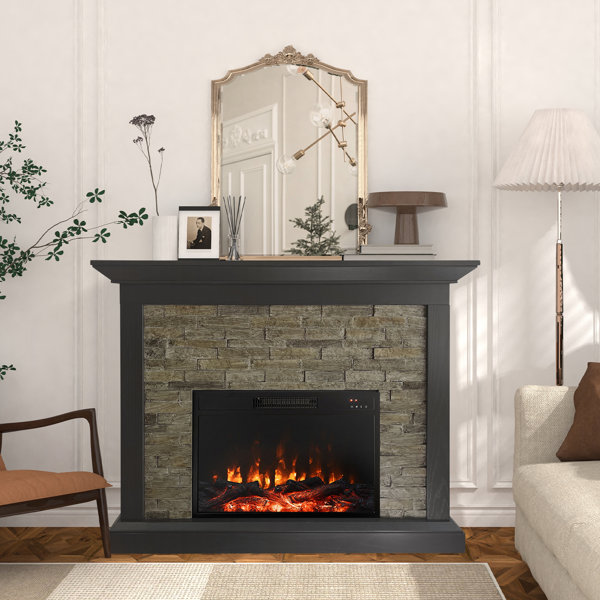 17 Stories Foyer électrique infrarouge en pierre artificielle avec ...