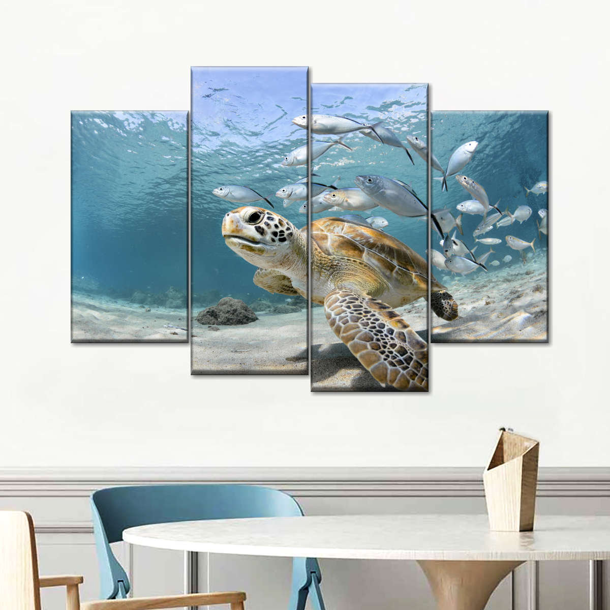 Bay Isle Home™ Curacao Fish And Turtle On Canvas 4 Pieces Set | Wayfair
