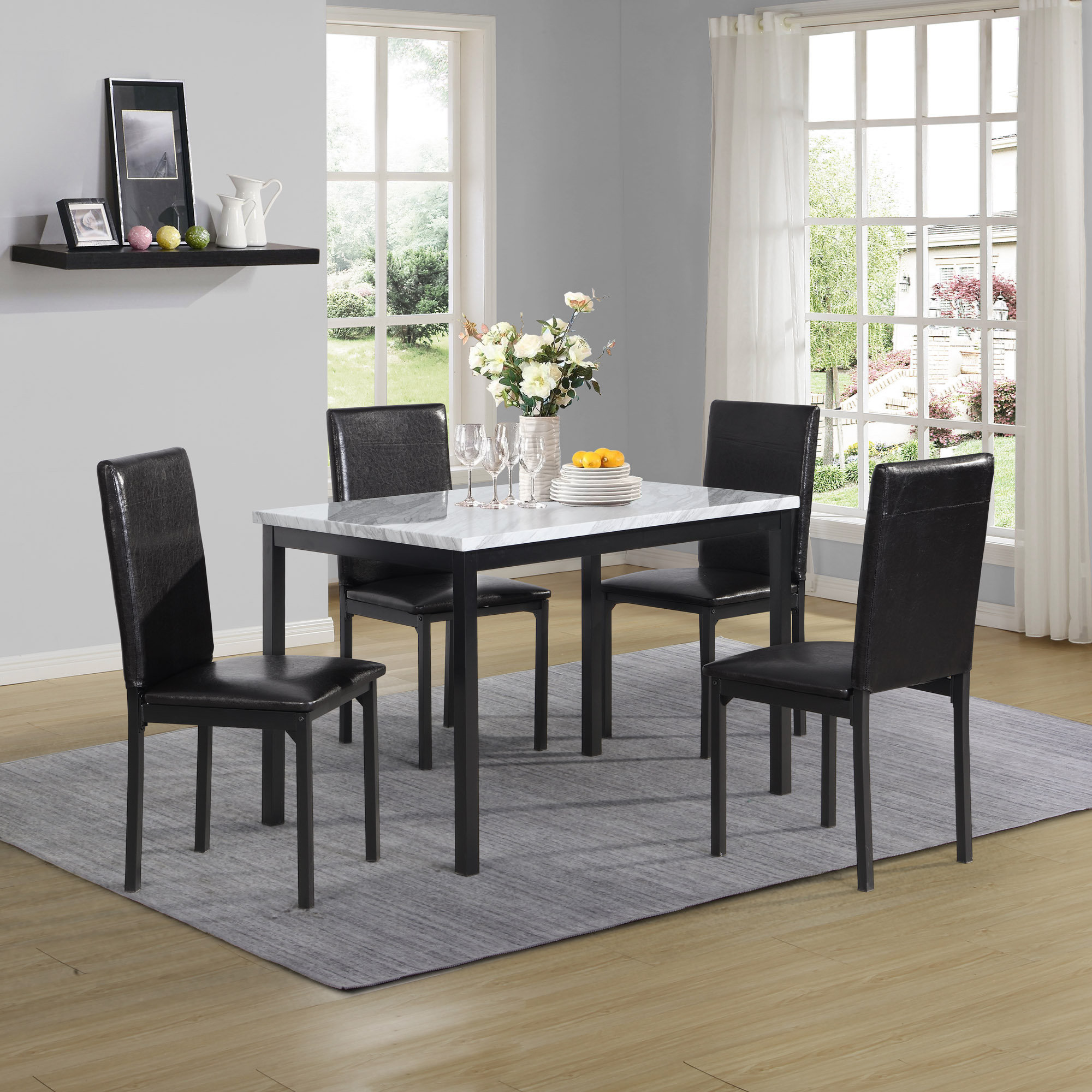 Ebern Designs 5-Piece Metal Dinette Set | Wayfair