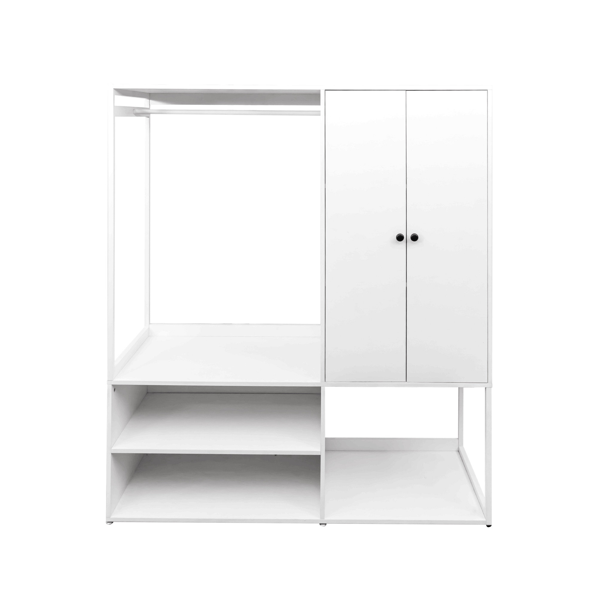 Winston Porter Garde-robe, armoire blanche avec tablettes, armoire ...