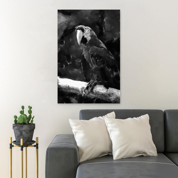 MentionedYou " Grayscale Photo Of Parrot On Tree Branch " Painting ...