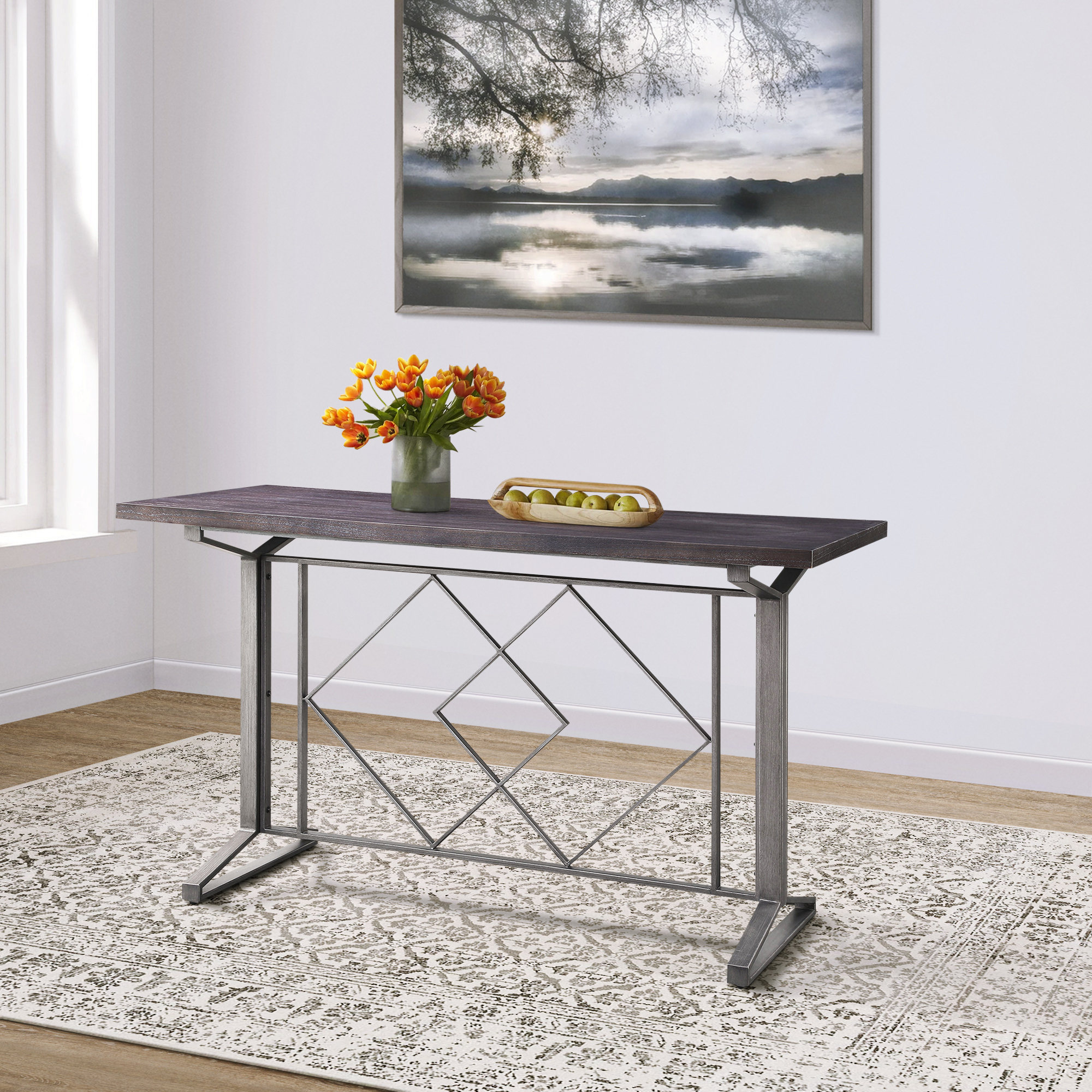 Rosalind Wheeler Tairo Salvaged Brown And Black Trestle Base Counter ...