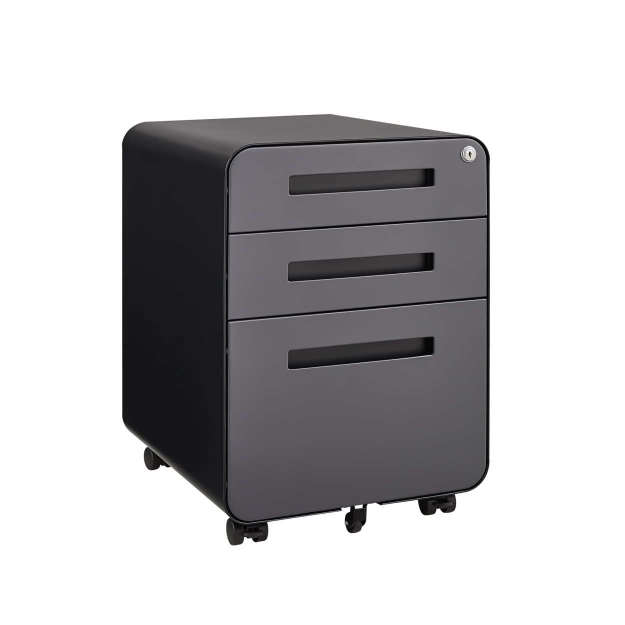 Inbox Zero Rounded 3 Drawer Mobile Filing Cabinet, Simple Style ...