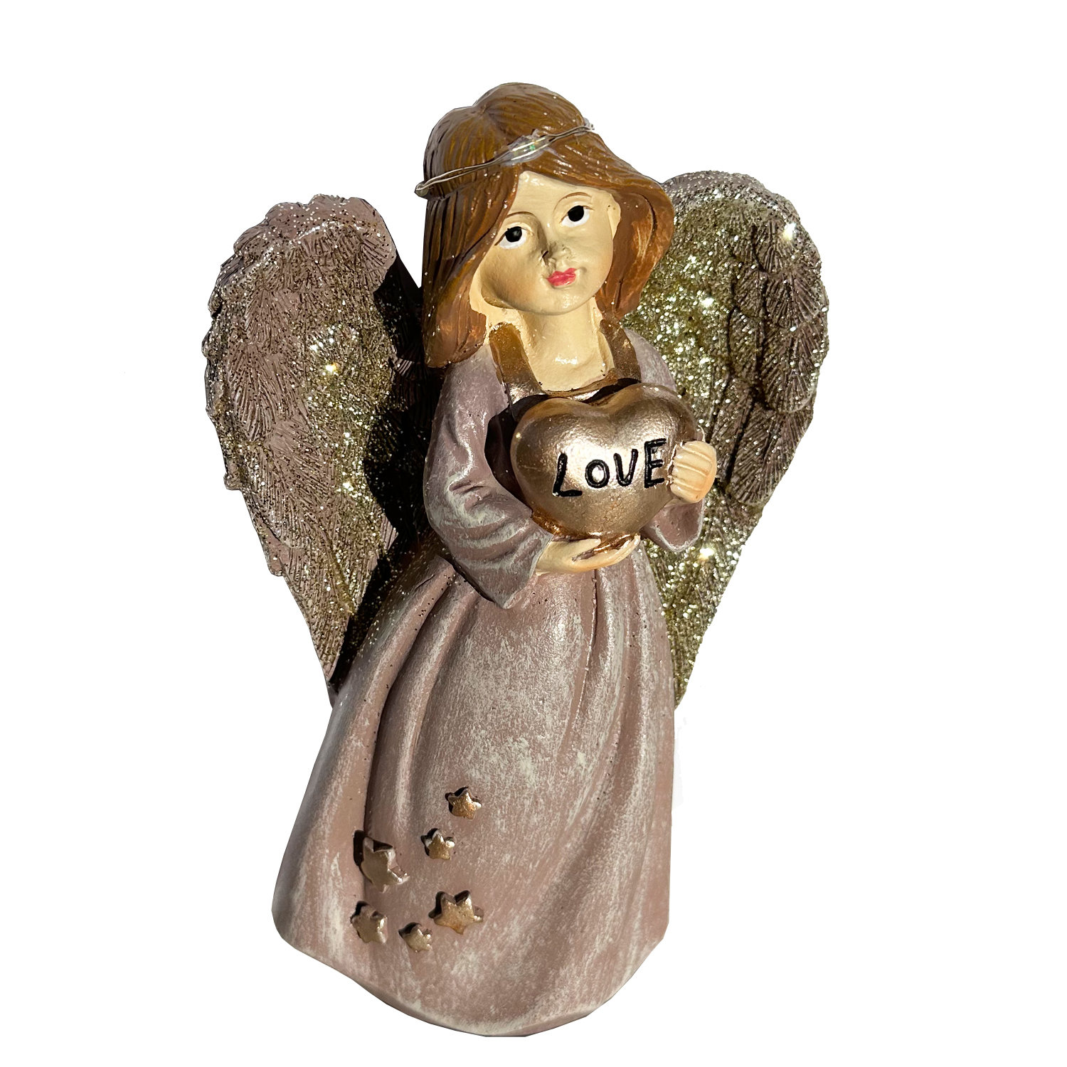 Trinx Resin Solar Angel Statue Home Decor, Praying Angel Figurine With ...