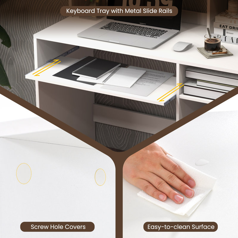 Ebern Designs Clarance Computer Desk w/ Charging Station 43.5” Gaming ...