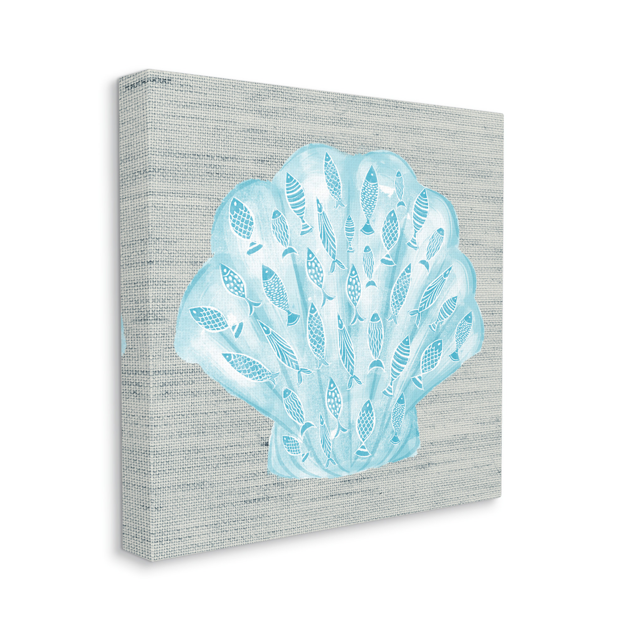 Stupell Industries Blue Clam Shell Patterned Fish Motif Sea Life ...