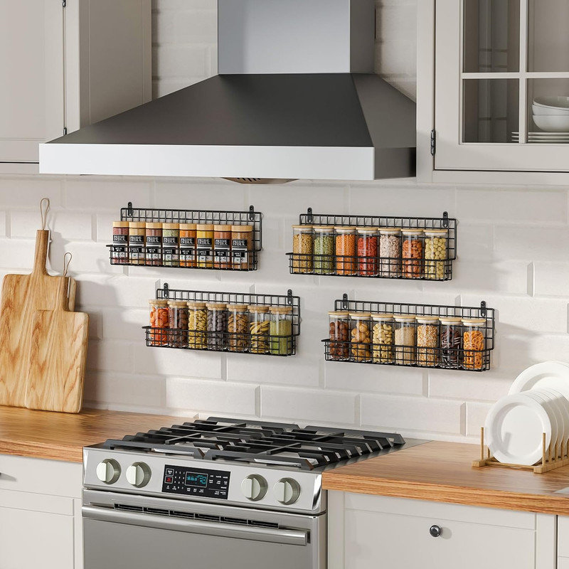 Prep & Savour 4 Pack Spice Rack Wall Mount, Upgraded Connectable ...