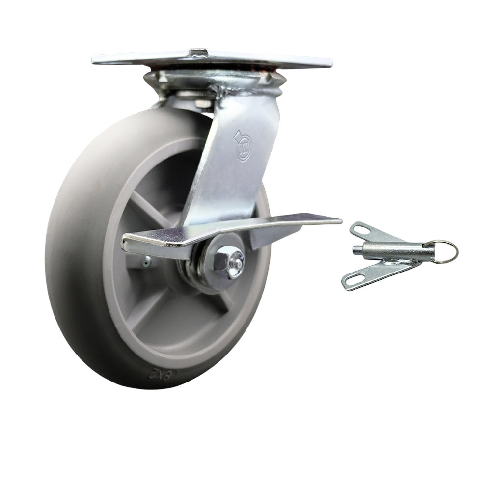 Service Caster Thermoplastic Rubber Caster with Ball Bearing and Brake ...