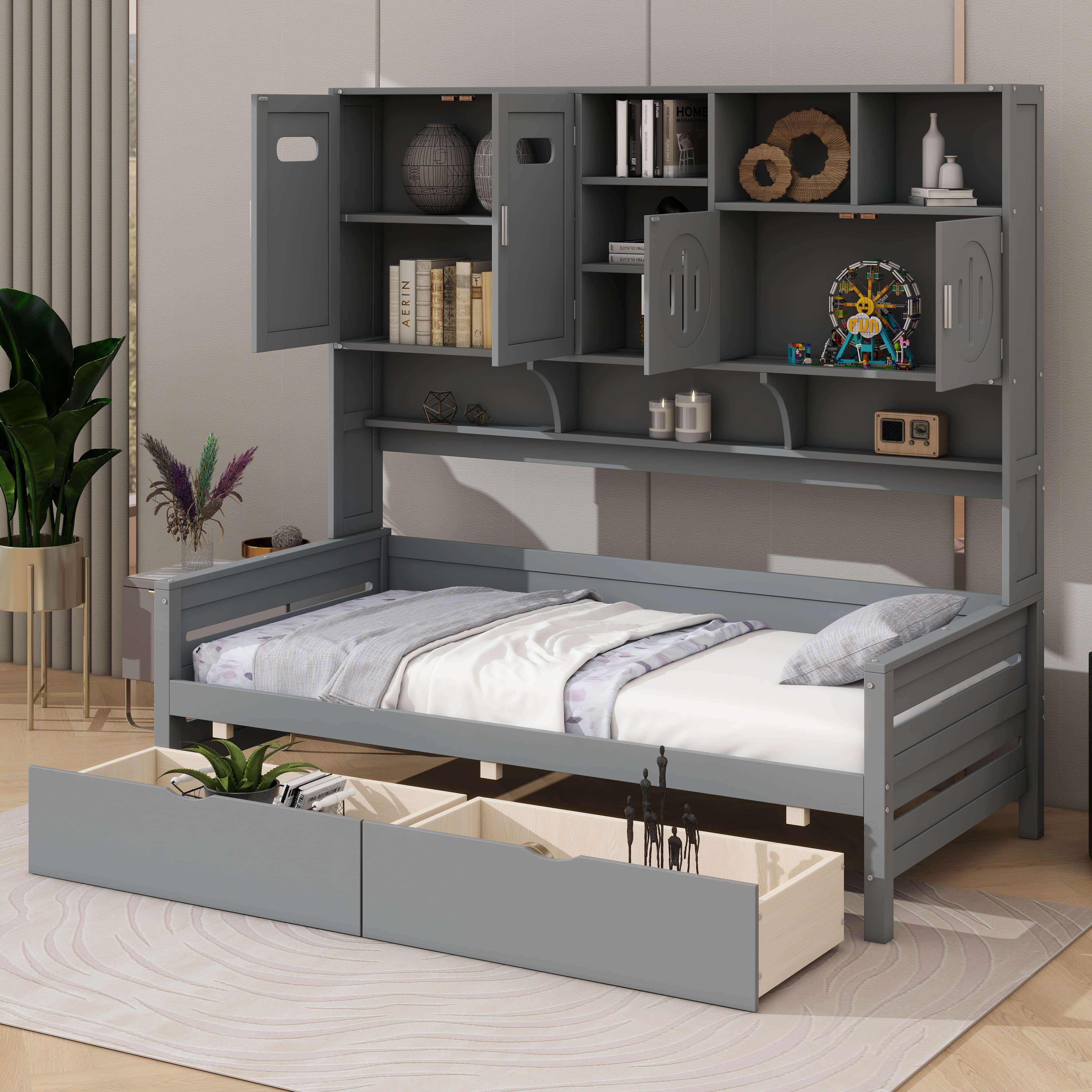 Red Barrel Studio Timber Daybed Featuring Dual Drawers And Integrated ...