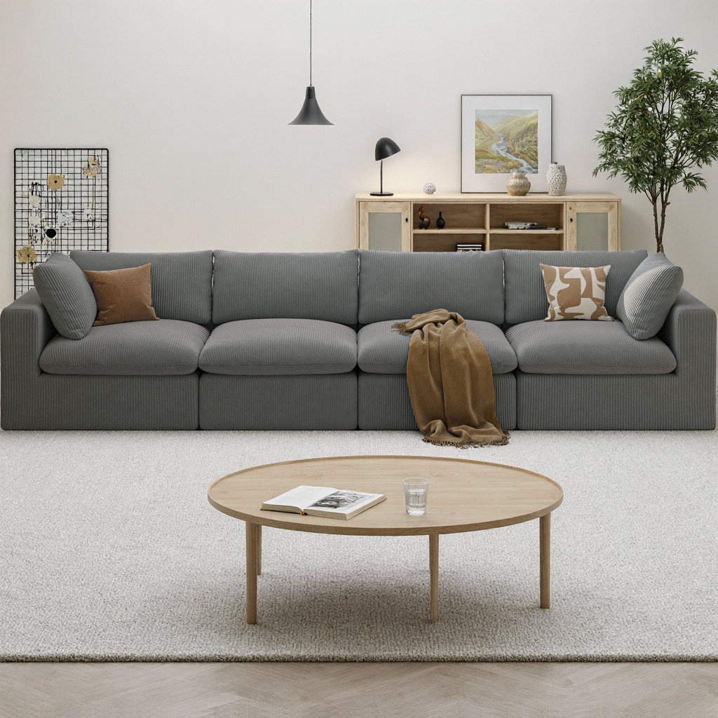 Latitude Run® 135" Modular Sectional Sofa with 2 Pillows, Oversized L ...