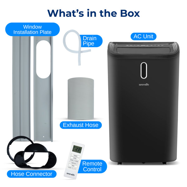 Serenelife 12000 BTU Portable Air Conditioner - 3-In-1 Compact Standing ...