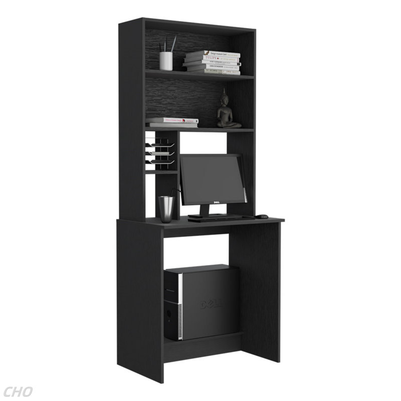 Ebern Designs Computer Hutch Desk, Lower Shelf, Four Shelves | Wayfair