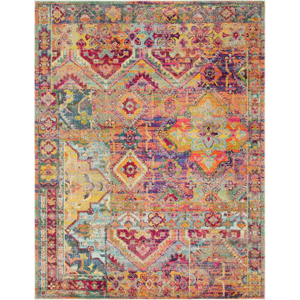 Langley Street® Ector Abstract Yellow/Red/Orange Area Rug & Reviews ...