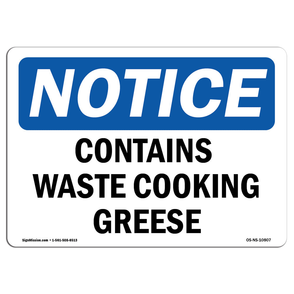 SignMission Contains Waste Cooking Grease Sign | Wayfair